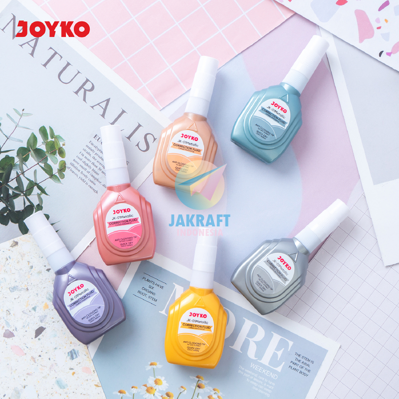 Jual (12 Pcs) GROSIR Tipe-X Tipex Tip-Ex Cair Putih JOYKO JK-01 Metalic Metalik White Correction ...