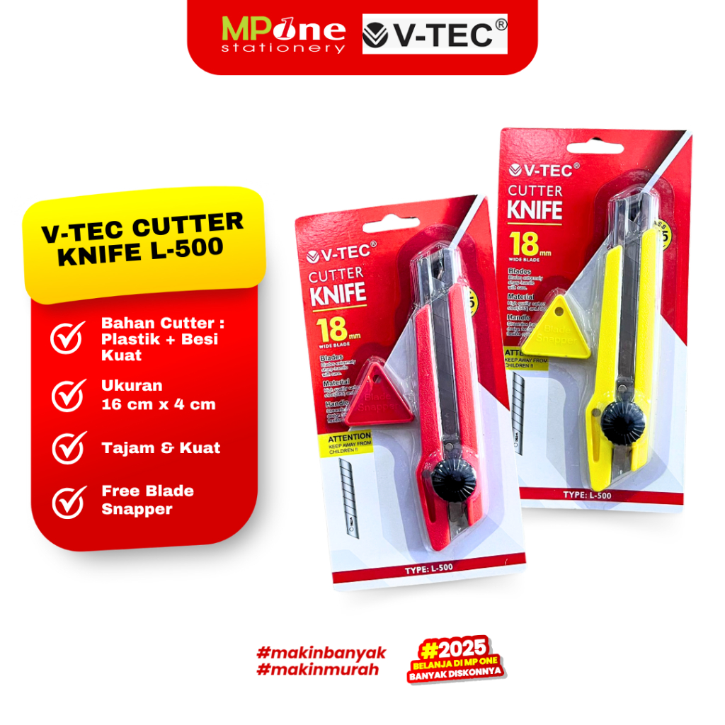 Jual V-Tec Cutter Knife L-500 / Pisau Pemotong Kertas Besar / Cutter ...
