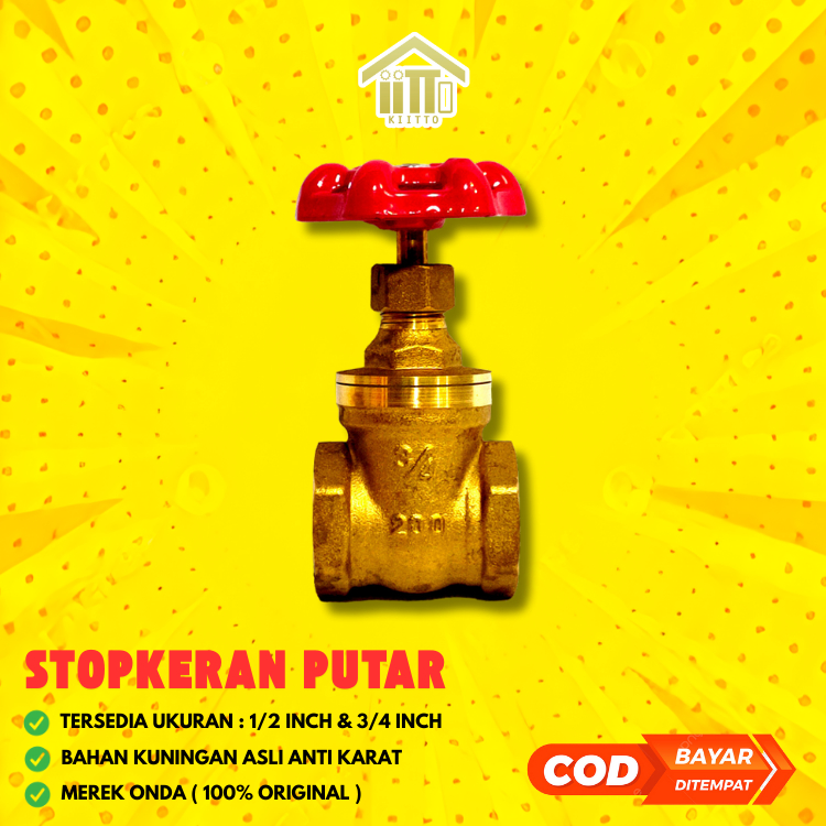 Jual STOP KRAN AIR KUNINGAN ASLI ONDA 100% / BALL VALVE KUNINGAN ASLI ONDA 1/2 3/4 INCH / GATE ...