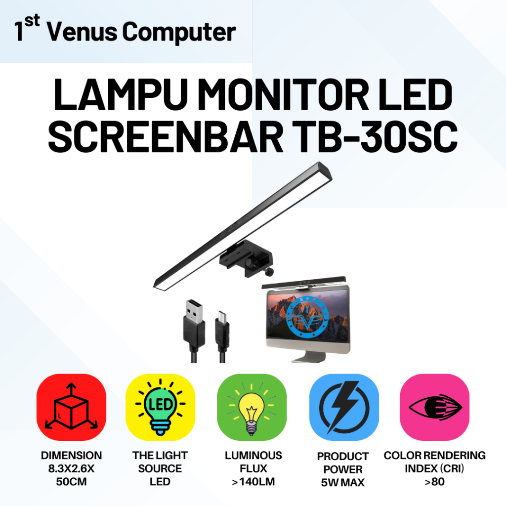 Jual Lampu Monitor LED Screenbar TB-30SC Touch On/Off Type C 50cm ...