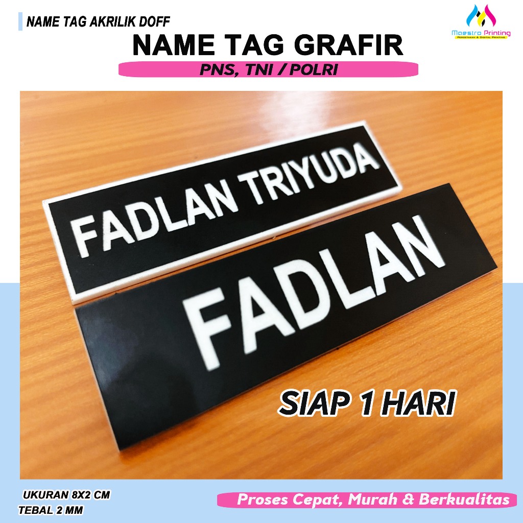 Jual BAD NAMA DADA DOFF/ NAME TAG NAMA DADA GRAFIR DOFF/ PNS, TNI ...