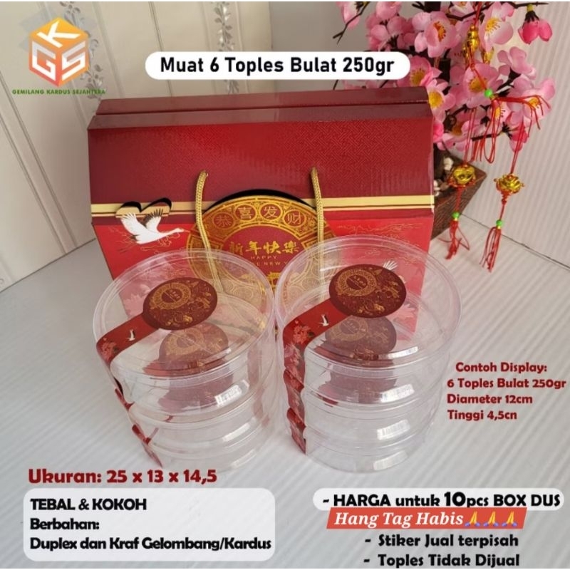 Jual 10pcs Box Imlek | Ukuran 6 Toples 250gr | Box Buah Imlek | Gable ...