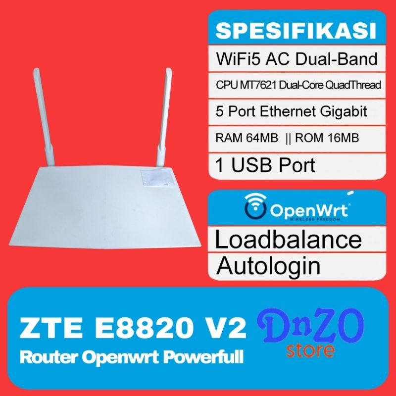 Jual zte e8820v2 Openwrt Wifi5 AC Dual-Band loadbalance autologin wms ...