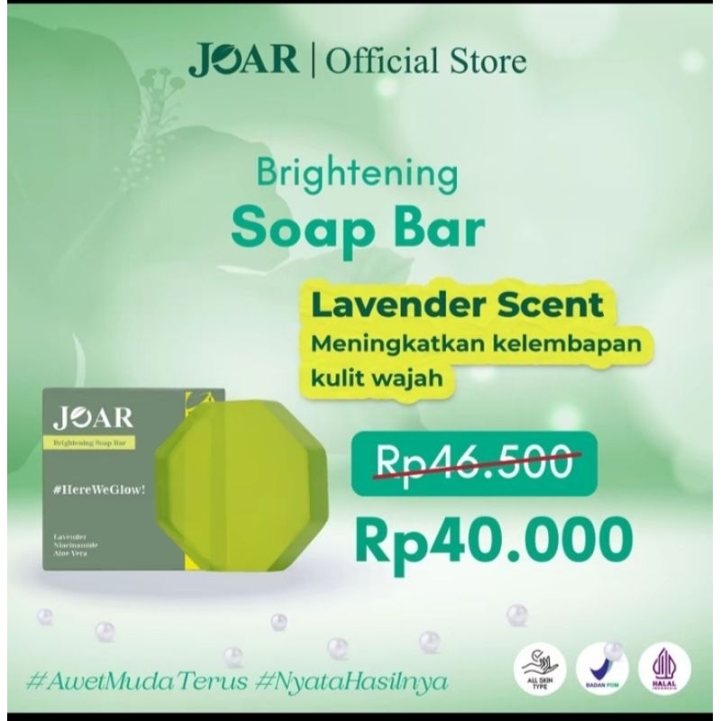 Jual JOAR Brightening Soap Bar Lavender Scent + free tempat sabun by JOAR_bandaaceh | Shopee ...
