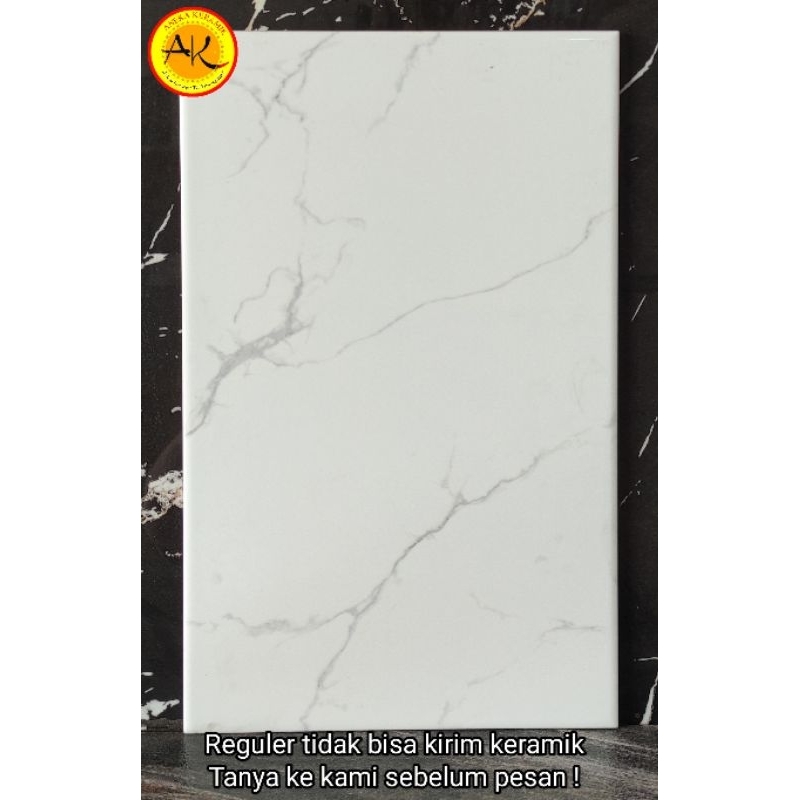 Jual Keramik Dinding Dapur Kamar Mandi Motif Carara Marmer Kilap Glossy 25x40 Fressia Bianco ...