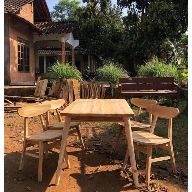 Jual set meja makan ropan kursi 4 kayu jati kursi makan ropan kayu jati ...