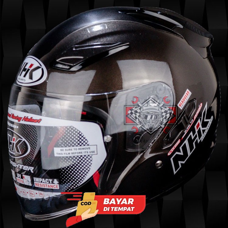 Jual HELM NHK R1 SOLID GUN METAL - DOUBLE VISOR | Shopee Indonesia