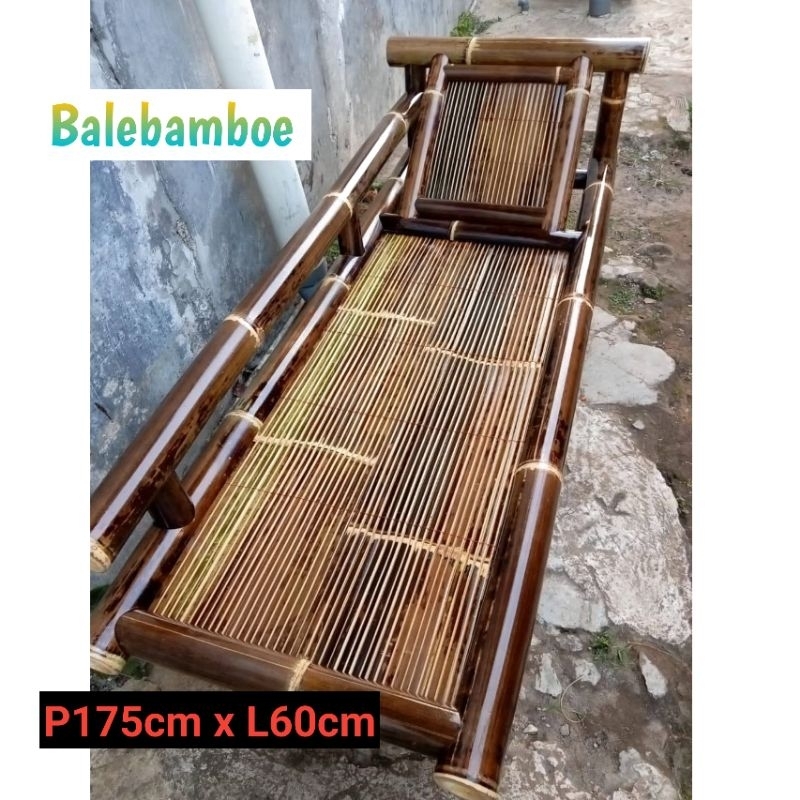 Jual Kursi bambu hitam bangku bale santai bambu hitam 175cm x 60cm ...