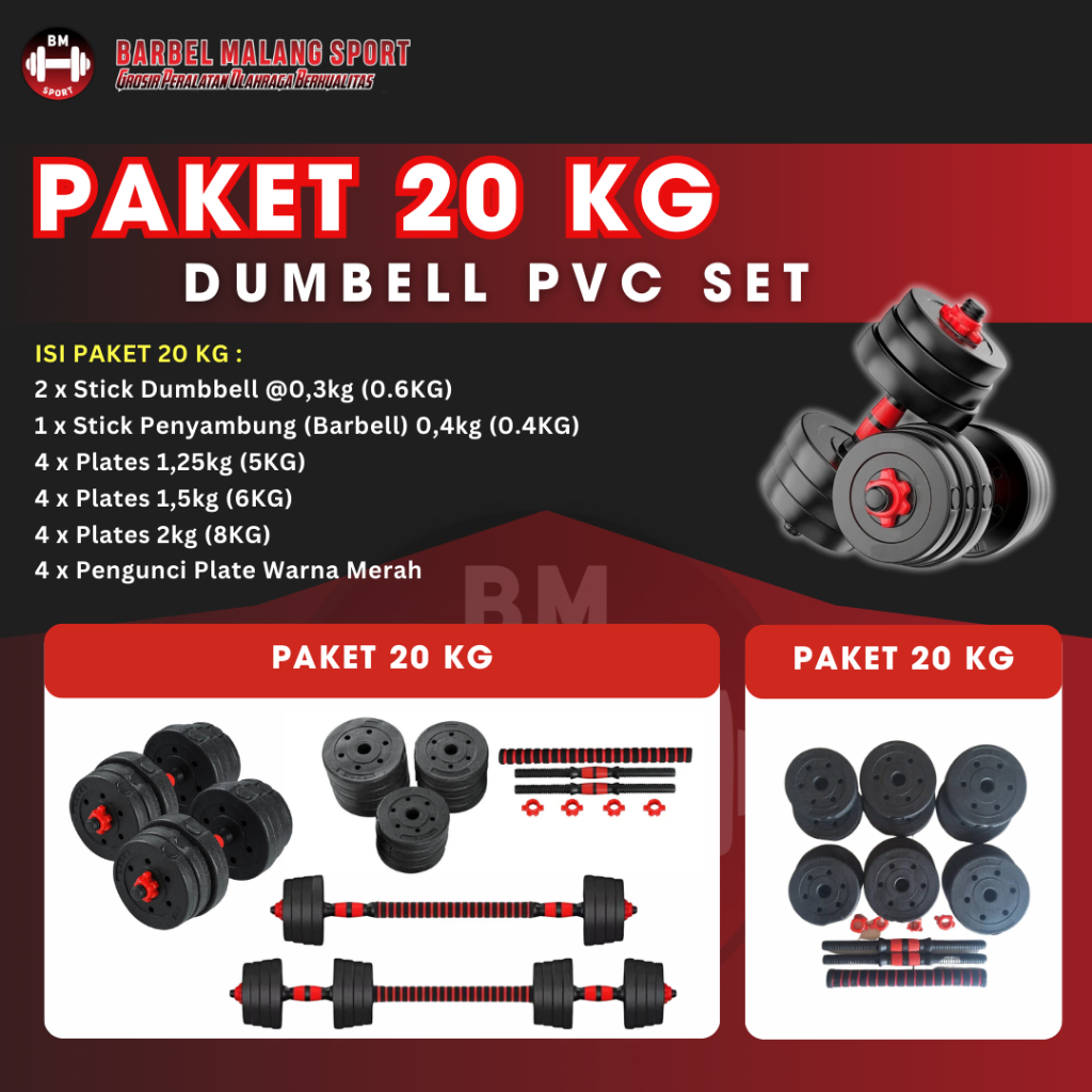 Jual Dumbbell Barbell PVC Set 20 Kg | Shopee Indonesia