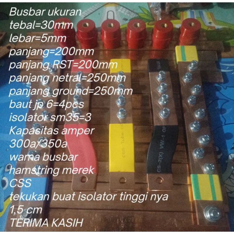 Jual Busbar tembaga 30mm×5mm×200mm RST NETRAL+GROUND Untuk kapasitas ...
