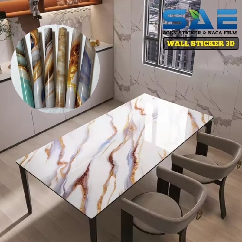 Jual Wallpaper Sticker Meja Kayu Triplek Pvc Motif Marmer 3D Pelapis ...