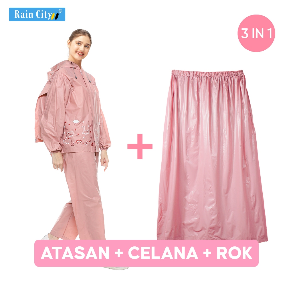 Jual RAIN CITY Jas Hujan Setelan Celana + Rok Paket 3 in 1 Jas Hujan ...