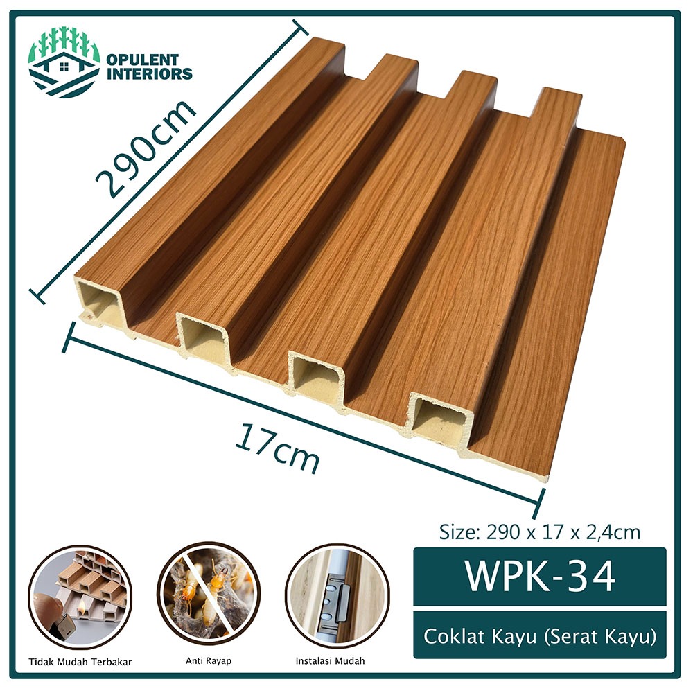 Jual WPK Wallpanel Dinding Wood Panel Tembok 2,9 Meter PVC WPC Tebal ...