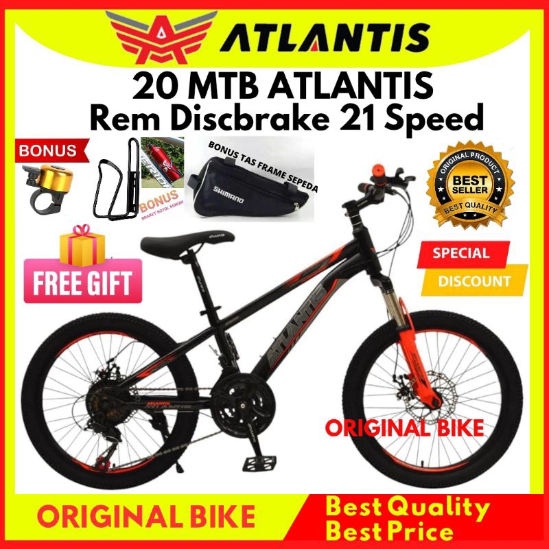 Jual SEPEDA GUNUNG MTB ATLANTIS 20 inch REM CAKRAM 21 SPEED | Shopee ...