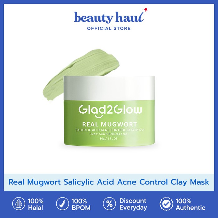 Jual GLAD2GLOW Real Mugwort Salicylic Acid Acne Control Clay Mask | Shopee Indonesia