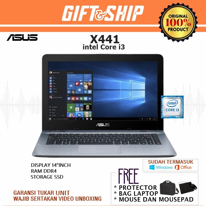 Jual ASUS X441UA Core i3 RAM 8GB SSD 512GB 14" INCH W 10 free BAG ...