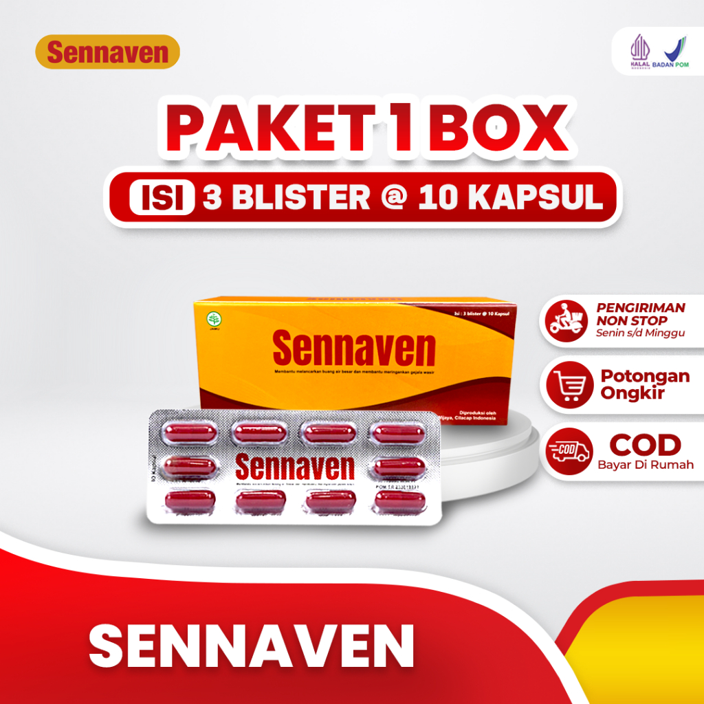 Jual Sennaven 3 Blister 30 KAPSUL - Obat wasir dan Ambeien - pencernaan ...