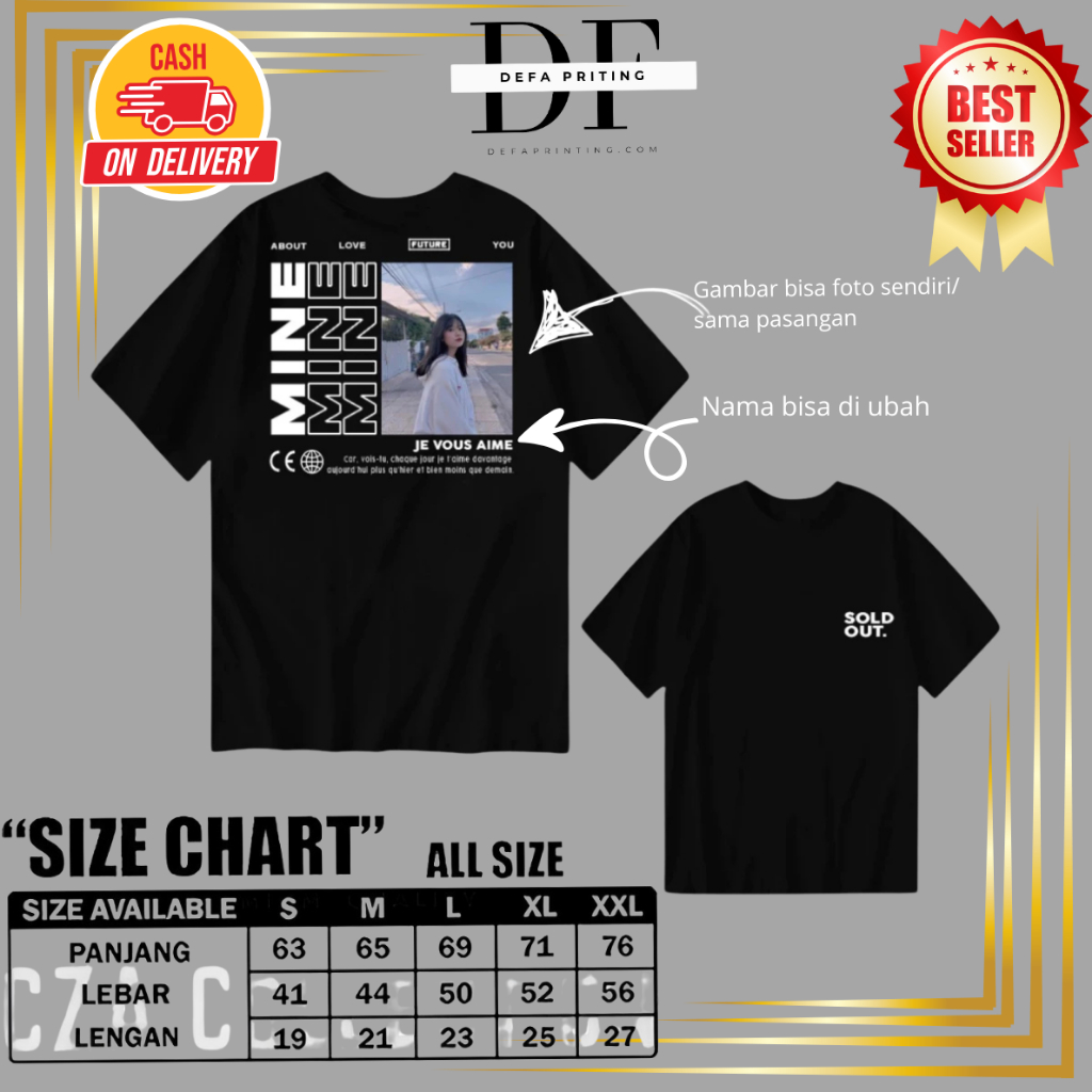 Jual DEFA-(COD) Kaos Custom Foto Aesthetic / Kaos Sablon Satuan / Kaos Sablon Digital DTF / Kaos ...