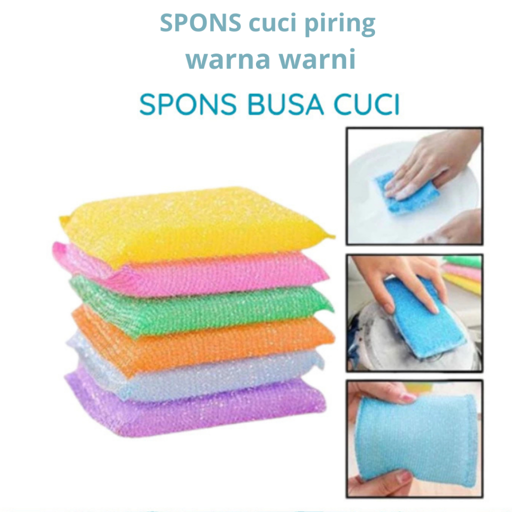 Jual ( 1 PCS ) Spons Cuci Piring Warna Warni Spon Sponge Sabut Jaring ...