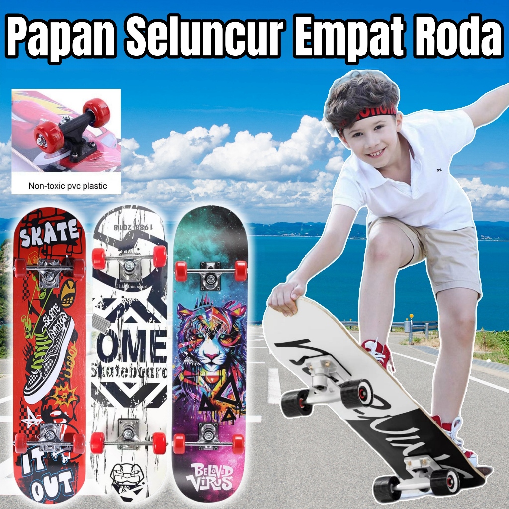 Jual Papan seluncur panjang empat roda untuk anak pemula skuter roda ...