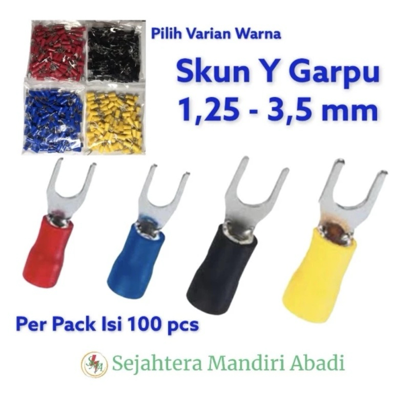 Jual Skun Y 1,25-3,5 mm Garpu Fork Pack Isi 100 pcs Ada 4 Pilihan Warna | Shopee Indonesia