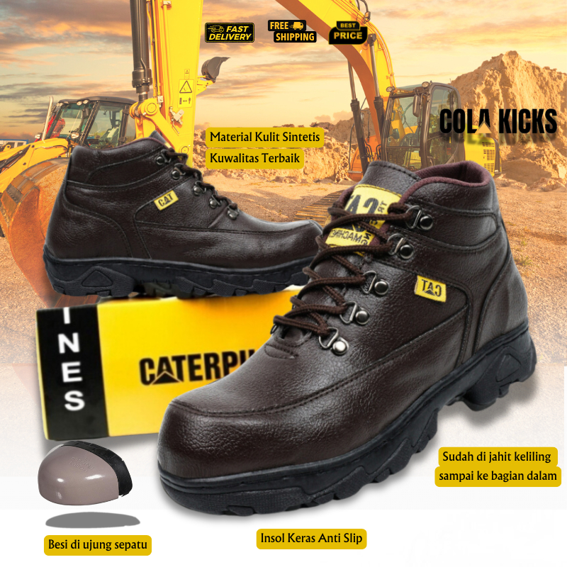 Jual Sepatu Safety Pria Boots Caterpillar Ujung Besi - Safety Low Boots ...