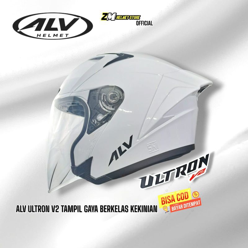 Jual Helm ALV ULTRON V2 Solid White Half Face Single Visor SNI | Shopee Indonesia