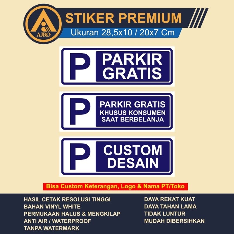 Jual Stiker Sign Rambu Parkir Gratis - Bisa Custom Desain - Ukuran 28 ...