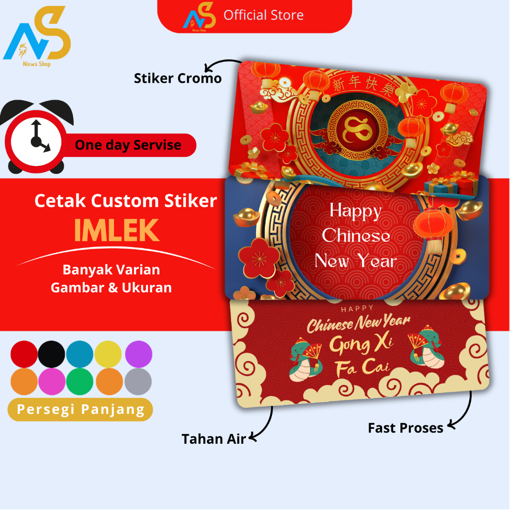 Jual PER PCS - Stiker Persegi Panjang Imlek - Stiker Imlek Custom ...