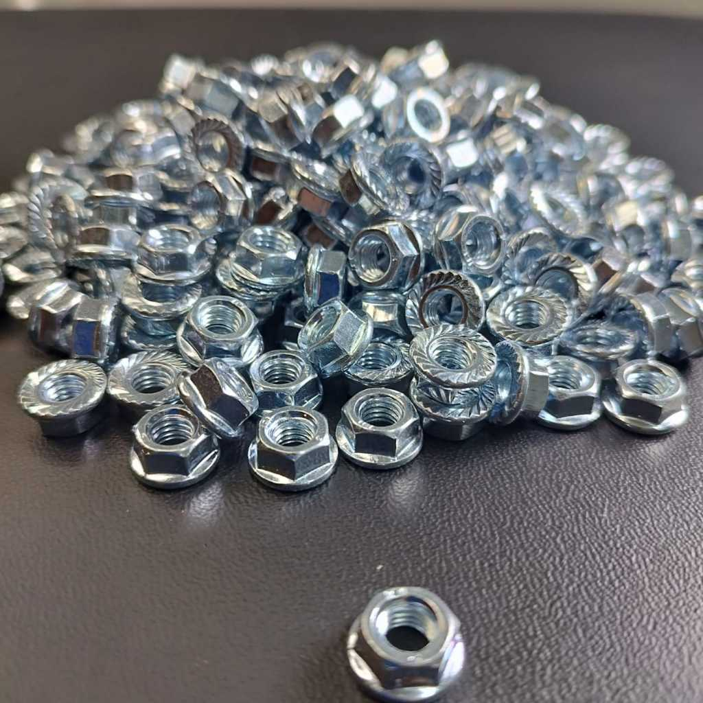 Jual 100Pcs/ Mur Flange Nut M6 Topi 6mm Kunci 10 | Shopee Indonesia