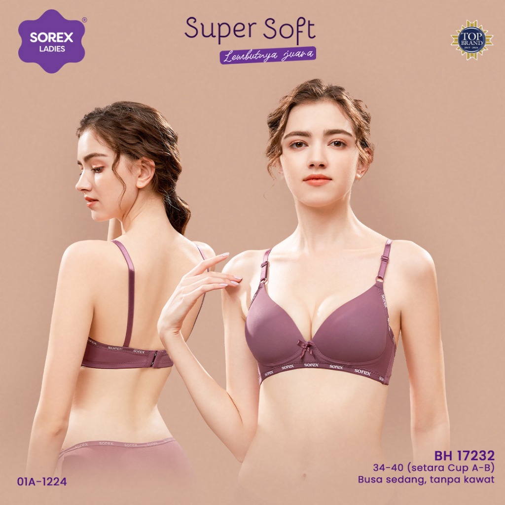 Jual SOREX Bra BH 17232 Tanpa Kawat Busa Tipis Kait 2 (Cup A-B) Bahan Super Soft | Shopee Indonesia
