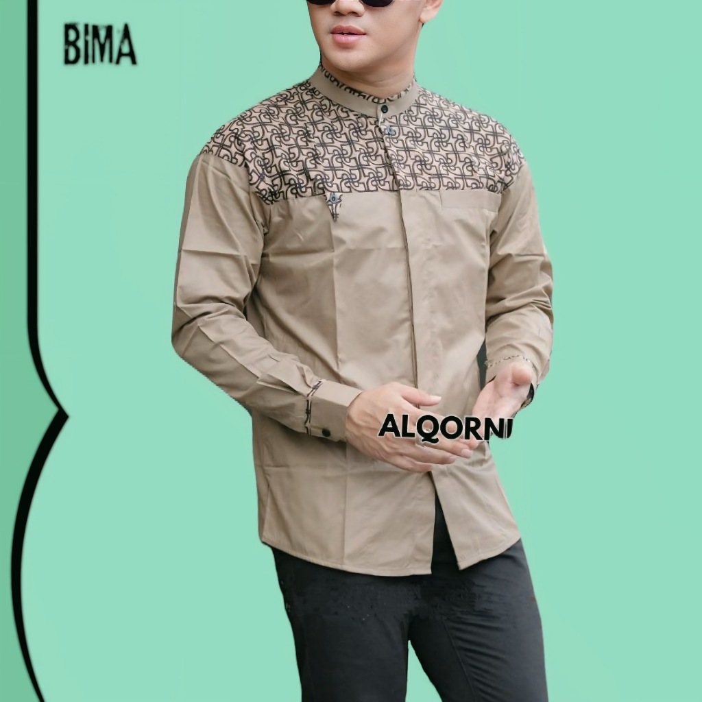 Jual Baju Koko Pria Lengan Panjang Motif Bima Kombinasi Batik Terbaru M ...