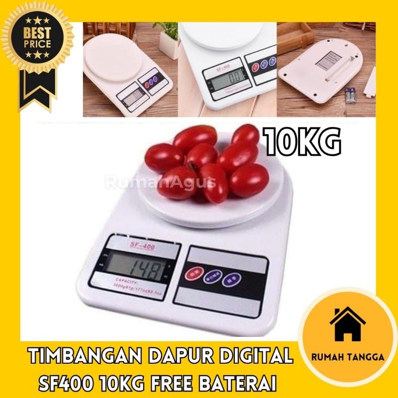 Jual Timbangan Dapur Digital SF400 10KG FREE BATERAI kitchen scale kue buah | Shopee Indonesia