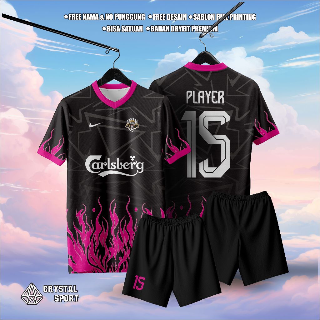 Jual JERSEY PRINTING PINK FIRE BOLA/FUTSAL/VOLY CUSTOM ( BISA SATUAN ...