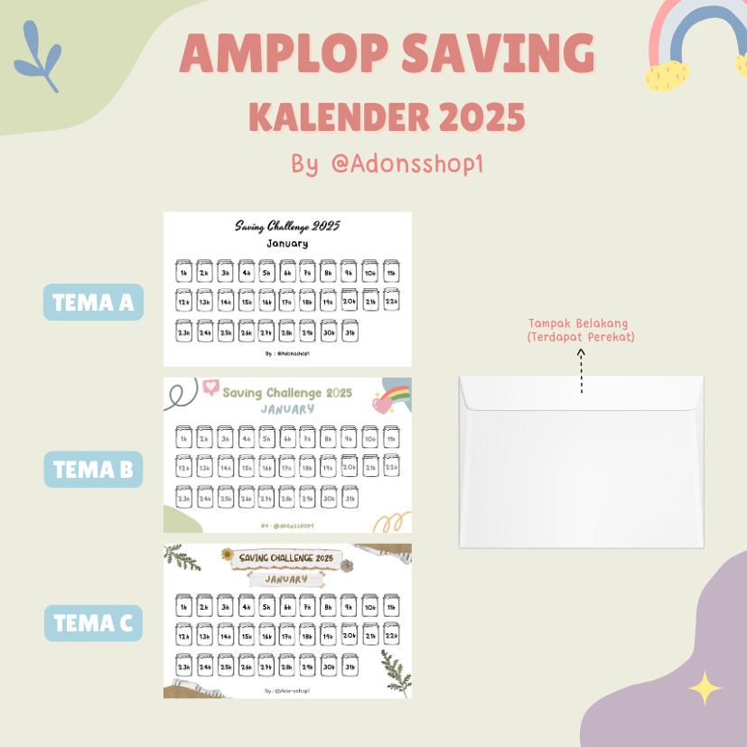 Jual [ECER 2025] Amplop Saving Challenge Kalender 2025 SATUAN | Shopee ...