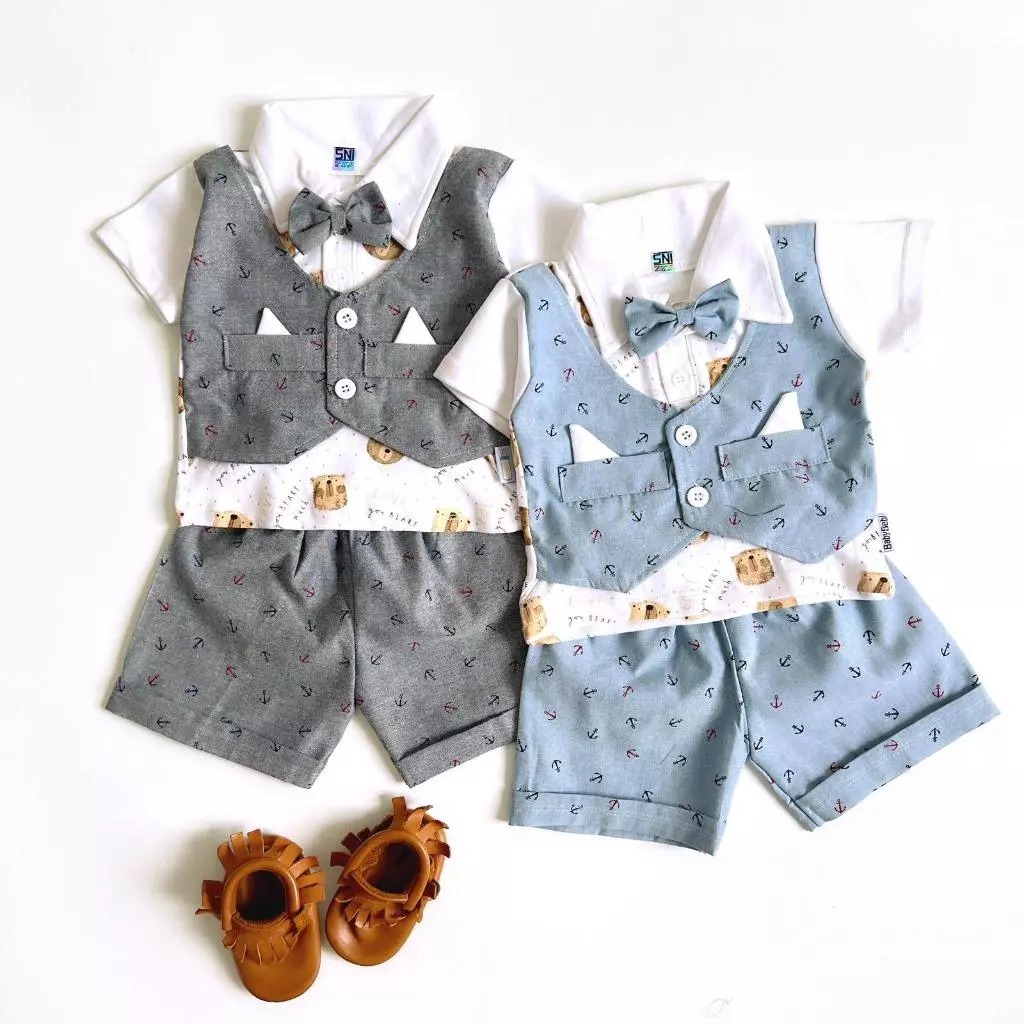 Jual GROSIR MIN BELI 4 PCS Baju Setelan Kemeja Celana Topi Dasi Pergi ...