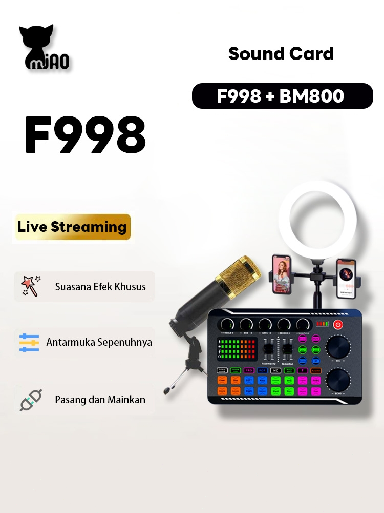 Jual Sound card Bluetooth live streaming lengkap F998 full set ...