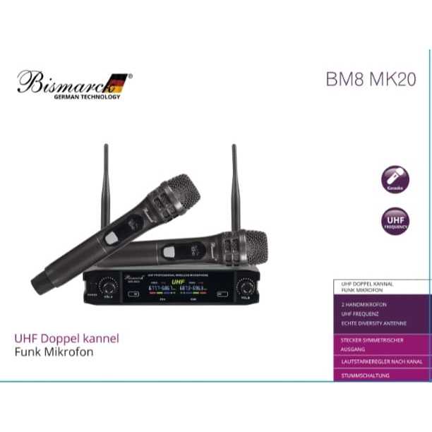 Jual Mic Wireless Bismarck BM8 MK20 Microphone Vocal Wireless | Shopee Indonesia
