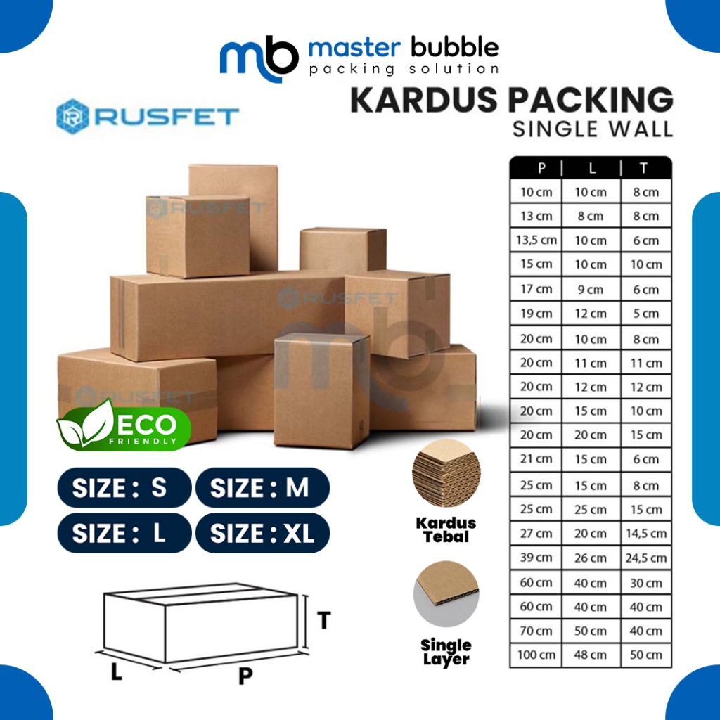 Jual Box Packing Dus Kardus Varian Ukuran Cardboard Karton RUSFET ...