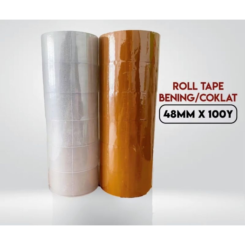 Jual Lakban 2" Inch Cokelat Bening 48mm x 100yard - 1Slop 6Pcs | Shopee Indonesia