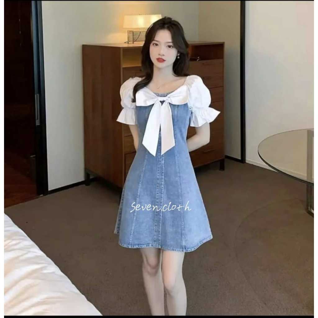 Jual SEVEN.CLOTH - Feli Dress / Dress / Dress Kombinasi / Model Pita ...