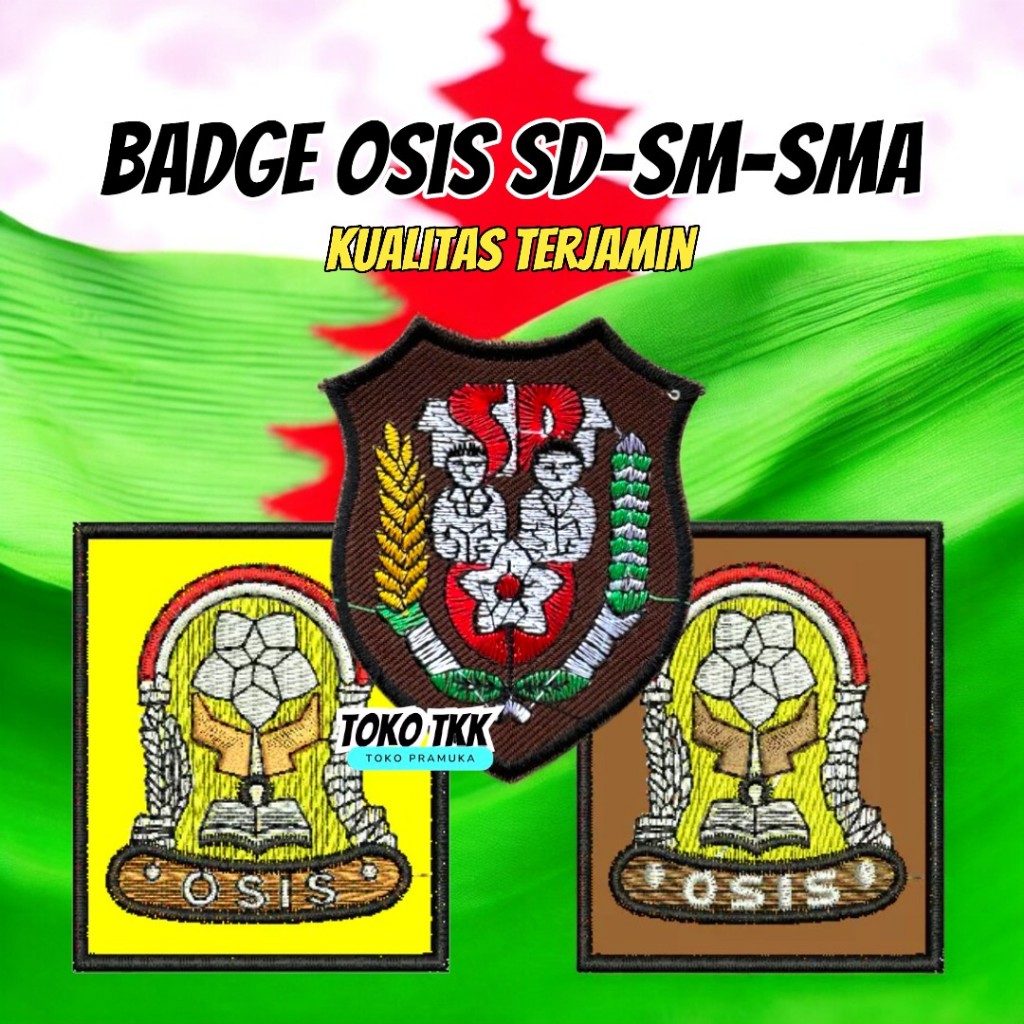 Jual Badge bed saku SD SMP SMA bordir / bet logo osis SD SMP SMA ...
