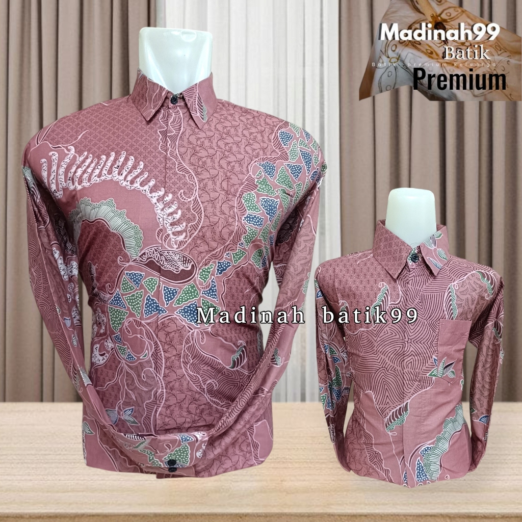 Jual kemeja batik soft pink pria / kemeja pasangan ayah anak warna soft ping new colection ...