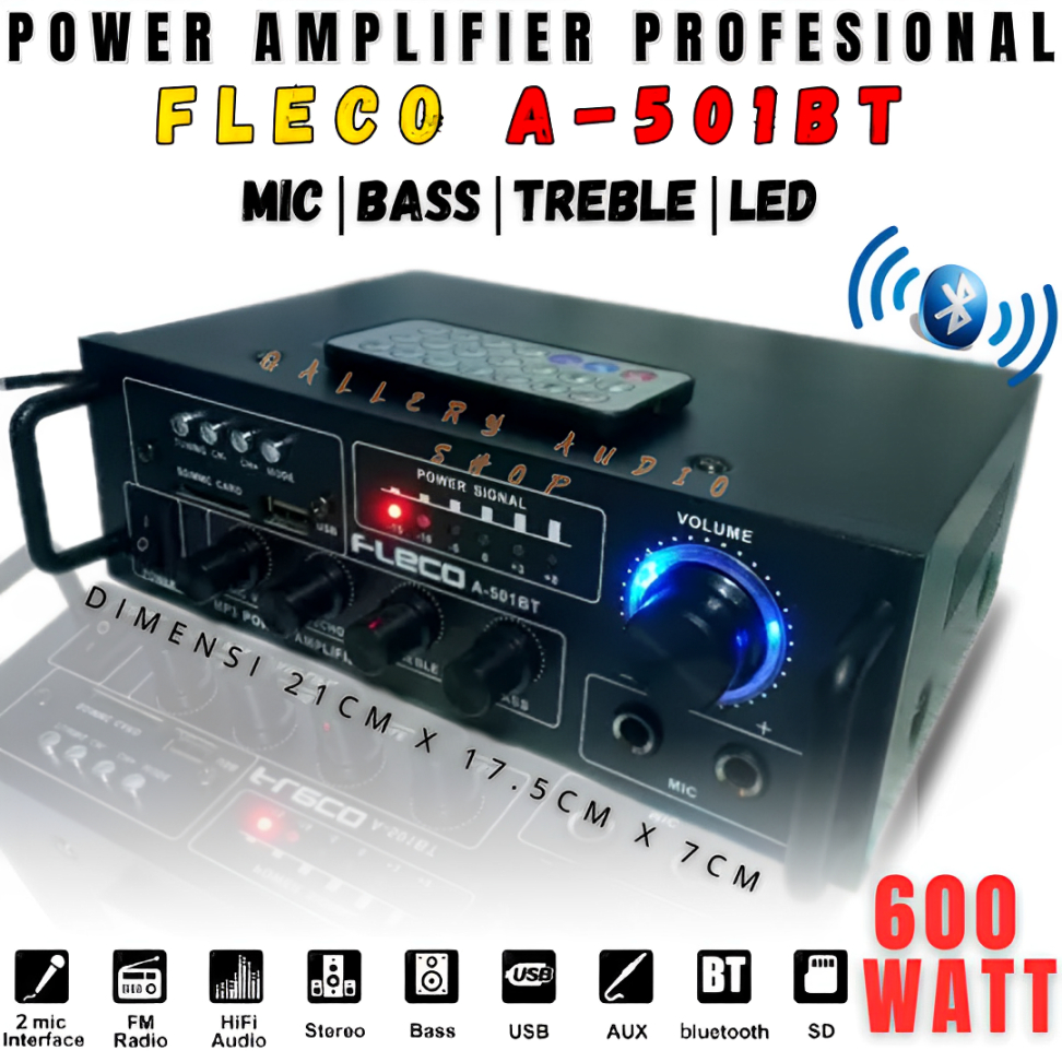 Jual Power Amplifier Bluetooth FLECO A-501BT 600W | Audio Penguat Suara ...