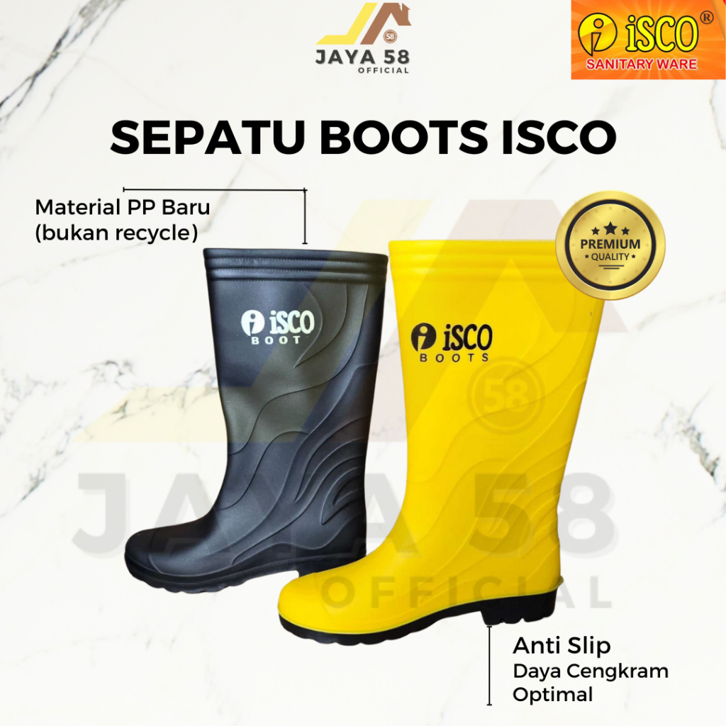 Jual ISCO Sepatu Boots Safety Karet Rainboot Kuning Hitam / Sepatu Boot ...