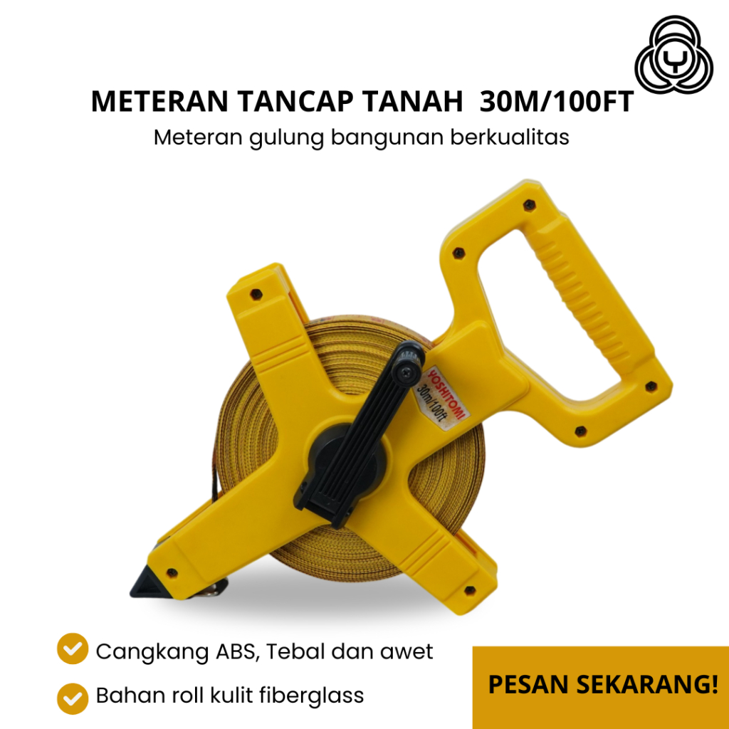 Jual METERAN ROLL TANCAP TANAH 30M/100FT FIBERGLASS TAPE MEASURE | Shopee Indonesia