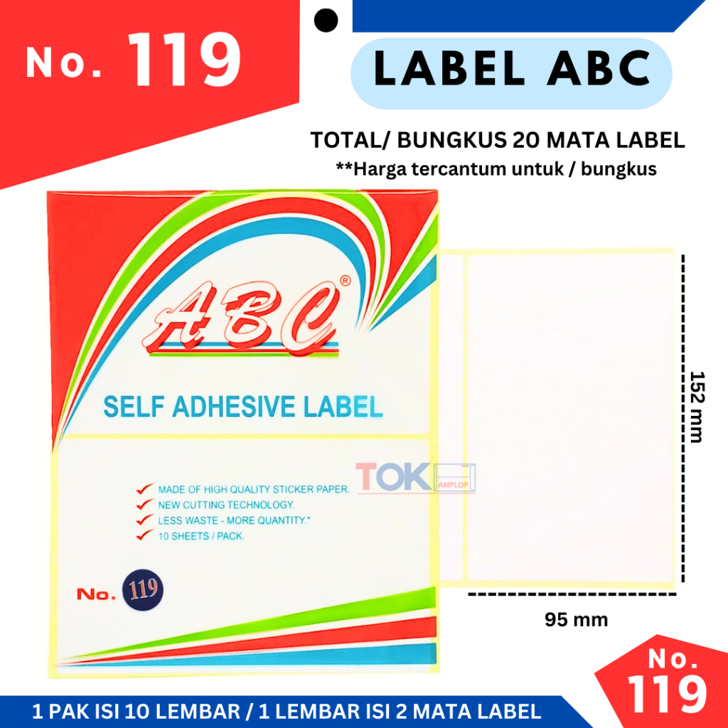 Jual Stiker Label ABC 119 Polos ( self adhesive label ) / label ...