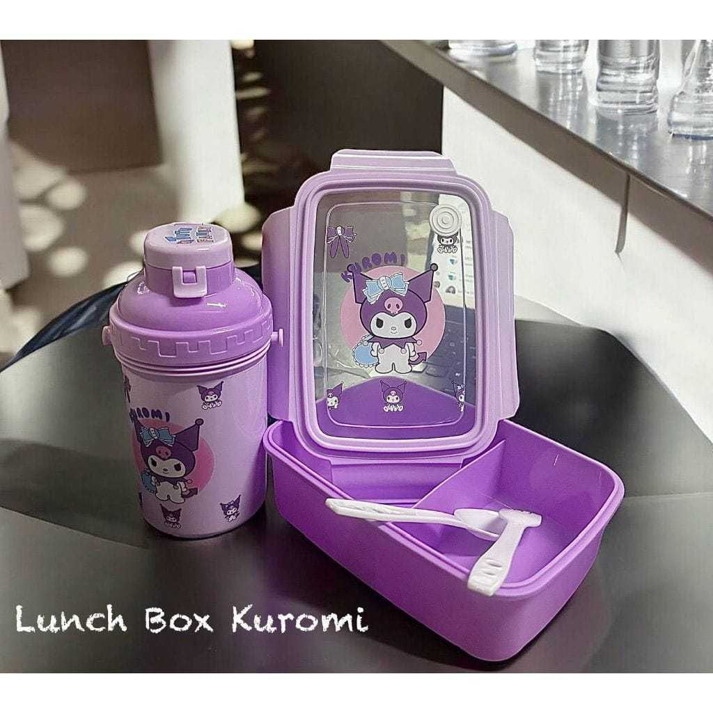 Jual Kotak Makan Set Karakter Murah Free Botol /Lunch Box Set Murah Sanrio Kuromi | Shopee Indonesia