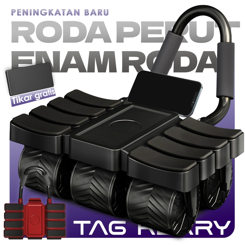 Jual AB 6 Wheels/ Ab Roller Wheels Plank Trainer 4in1/Roda perut ...