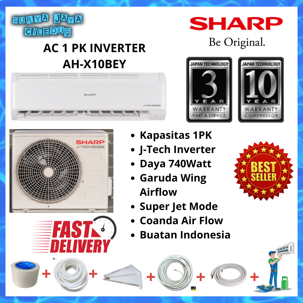 Jual AC SHARP 1PK AH-X10BEY INVERTER+ PASANG SAMPE DINGIN - JABODETABEK | Shopee Indonesia